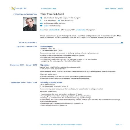 CV 2016 Tibor Ferenc Laszlo | DOC