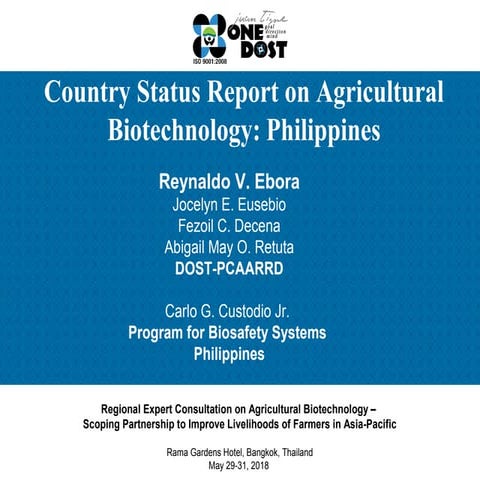Country Status Reports on Agricultural Biotechnology - Philippines | PPT