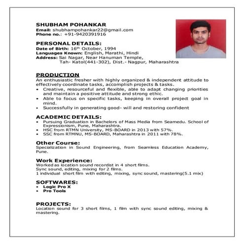 shubham cv | PDF