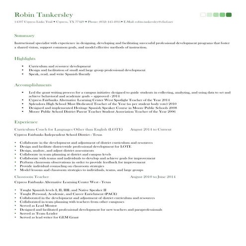 Robin Tankersley Resume | PDF