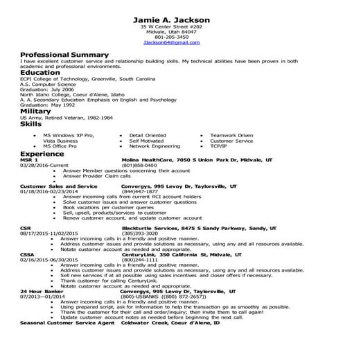 Jamie Jackson Resume 10182015 | DOCX | Grocery Shopping | Shopping