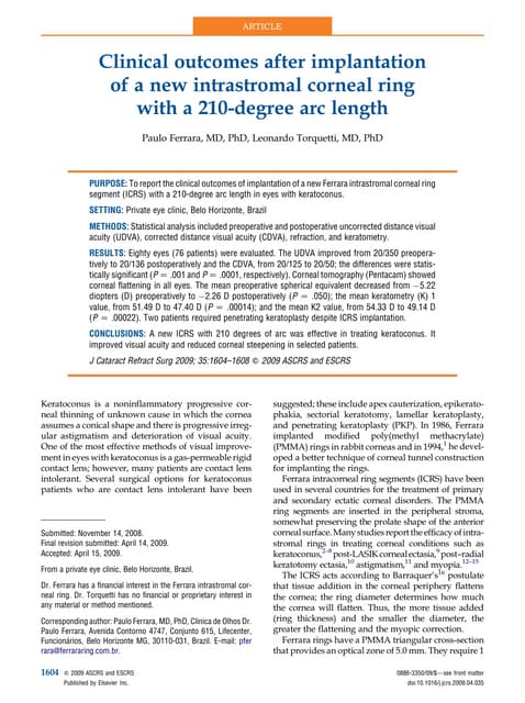 320º Intra Corneal Ring Segment - Ferrara Ring™ | PDF