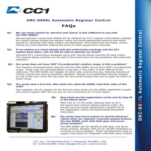 CC1-DRC6000L FAQs Rev 1 | PDF