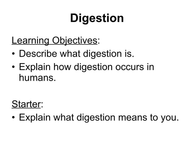 Digestive System Grade 4 igcse easy notes ppt | PPT