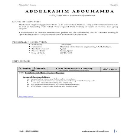 Ahmed shabbir resume | DOCX