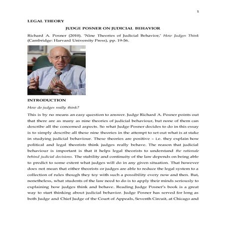 Richard Posner on Theories of Judicial Behavior | DOCX