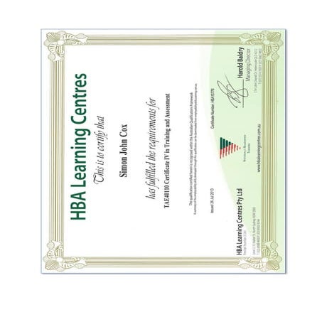 Certificate IV in Training and Assessment | PDF