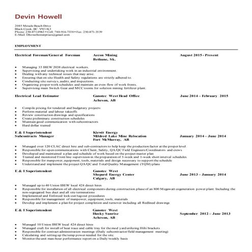 Devin Howell's Resume December 1, 2015 | DOCX