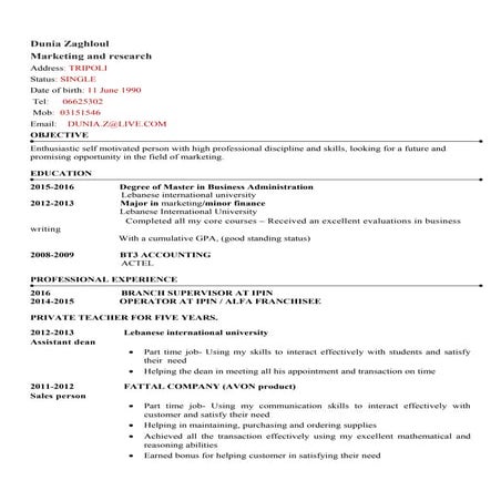 Dunia Cv Copy Doc
