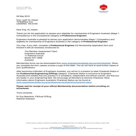 150526 Stage 1 CDR Outcome Letter for 5099142(1) | PDF