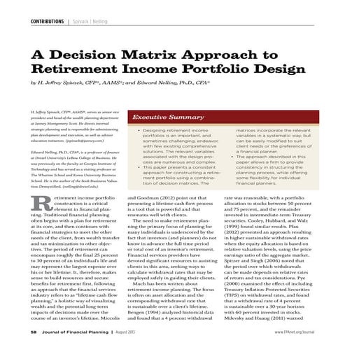 Decision Matrix Approach to Retirement Inc Port Design | PDF