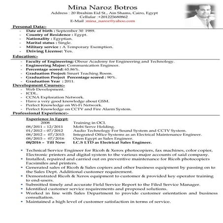 CV - Mina Naroz Botros | PDF