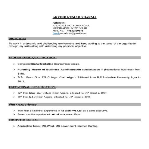 ARVIND KUMAR CV | DOCX