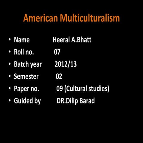 American Multiculturalism | PPT