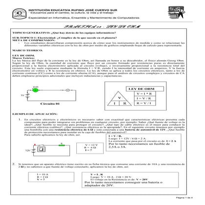 Ley de ohm y ley de watts diapositivas | PPTX