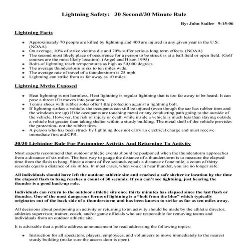 Lightning Safety | PDF