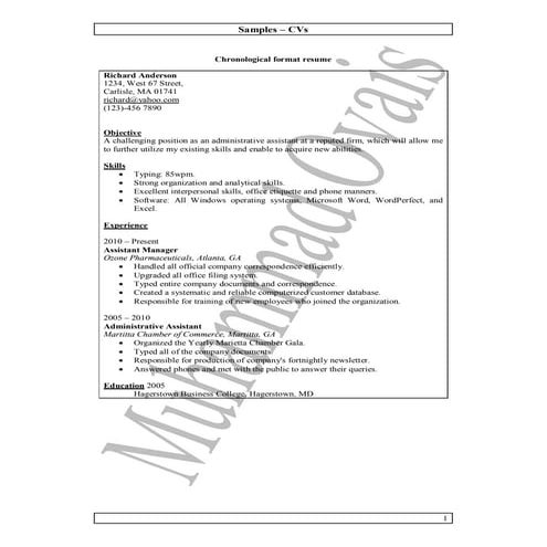 09 practical writing samples - cv | PDF