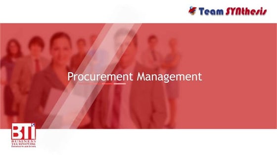 Lecture 1 Introduction to Procurement and contract Management ...