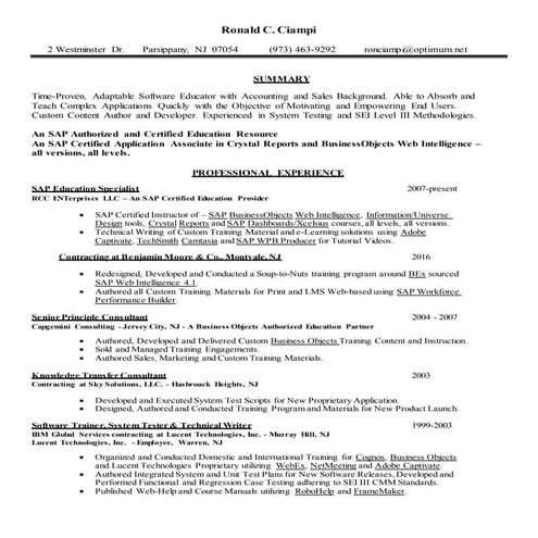 Ron Ciampi Resume 2017 | DOCX
