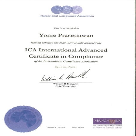 ICA International Advanced Certificate in Compliance | PDF