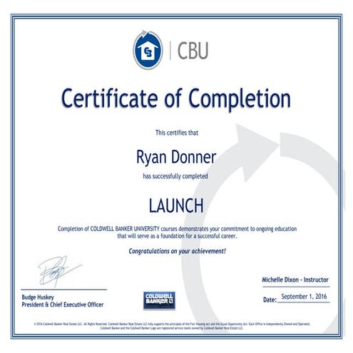 Certificate of Completion-CB LAUNCH | PDF