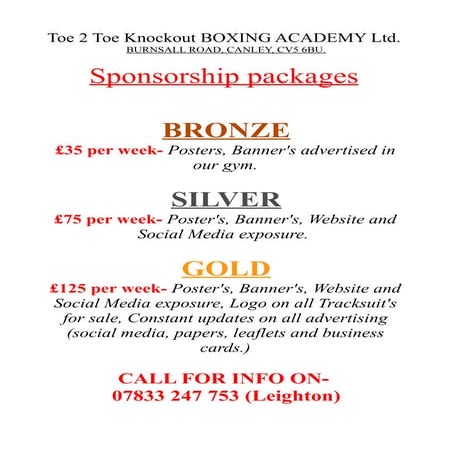Sponsorship prices | PDF