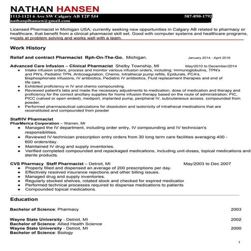 Resume 2016 Calgary | PDF