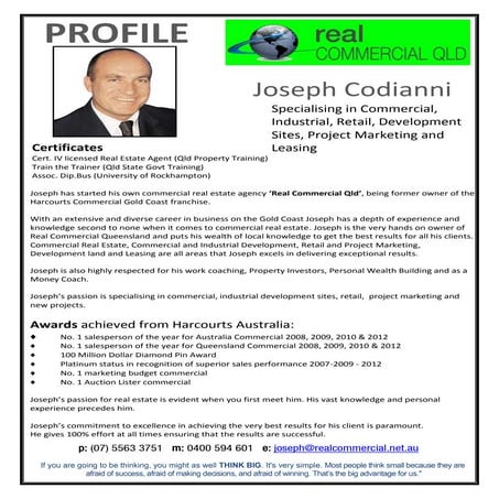 Joseph Codianni-Profile Real Commercial 2015 | PDF