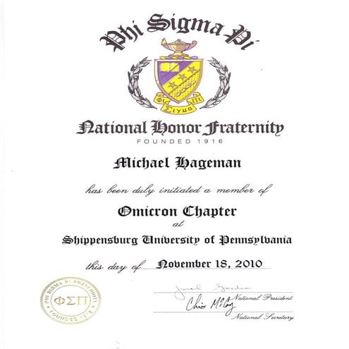 Phi Sigma Pi, Membership Certificate | PDF