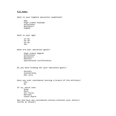 US Army_Survey | PDF