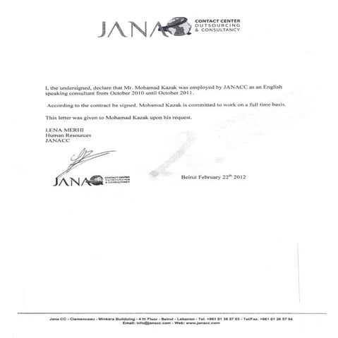 Letter Letter of JANA | PDF