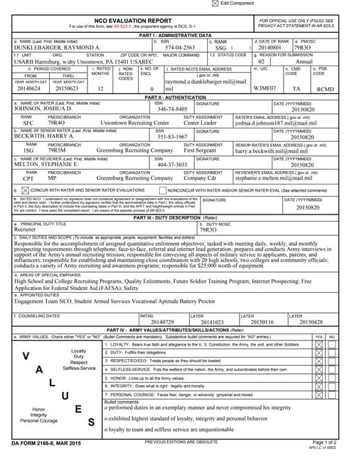 Sample Award Recommendation DA Form 638 | PDF | Physical Therapy | Wellness