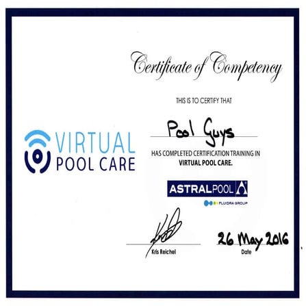 Virtual Pool Care Certificate | PDF