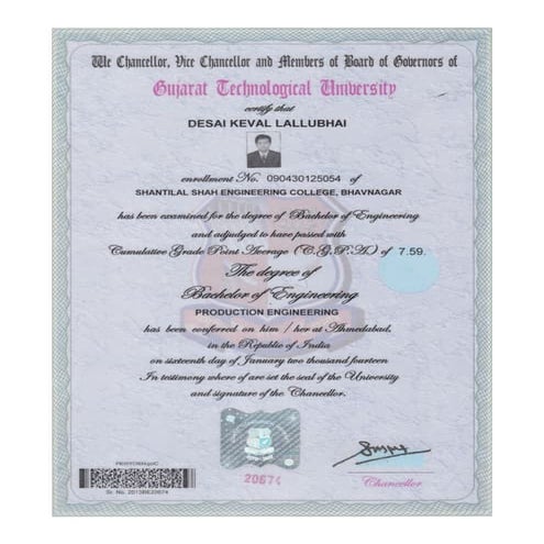 Degree Certificate(B.E) | PDF