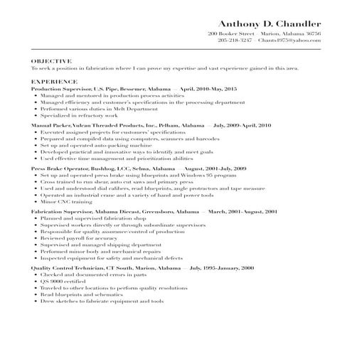 Chandler, Anthony - resume | PDF