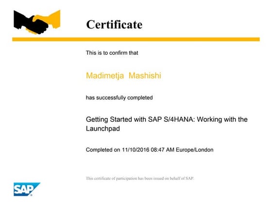 SAP B1 Certificate | PDF