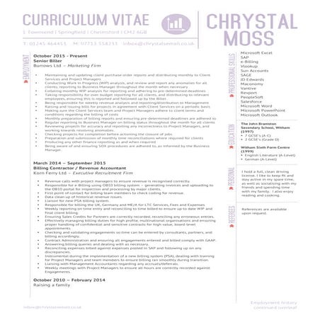 Chrystal Moss CV 2016 | PDF