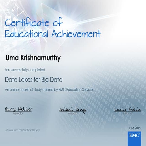 DATA LAKE certificate | PDF