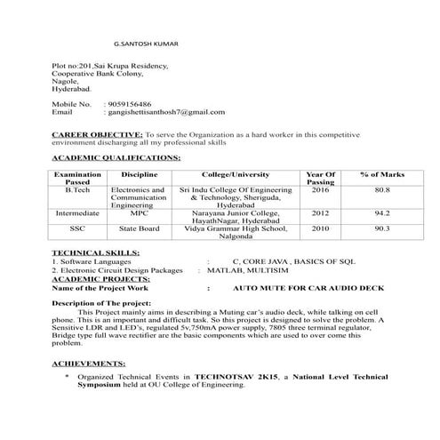 RESUME of vinoth | PDF