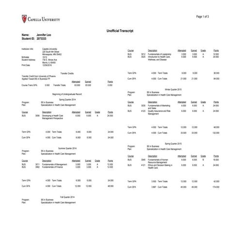 Graduate Transcript | PDF