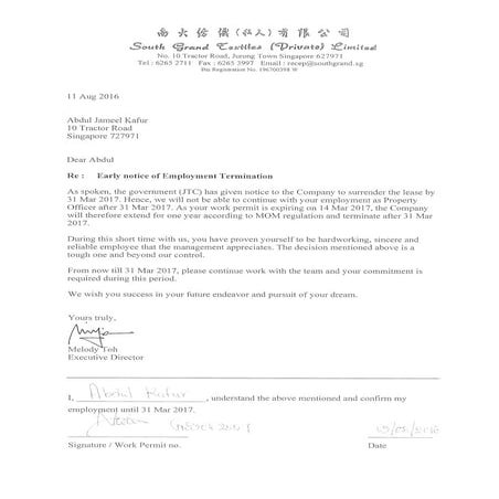 Early termination letter | PDF