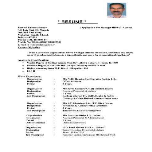 Resume Ramesh | DOC | Human Resources | Business
