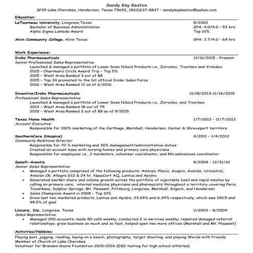 Sandy Keaton Resume 8-2016 | PDF