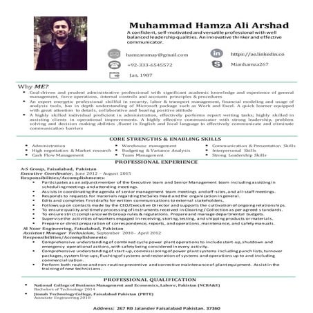 M Hamza Ali CV. | DOCX