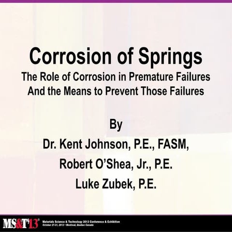 Corrosion of Spring 2013 ASM Presentation | PPT
