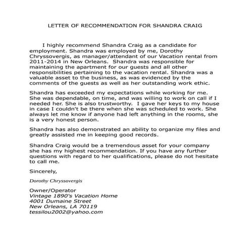 revised letter of recommendation | PDF