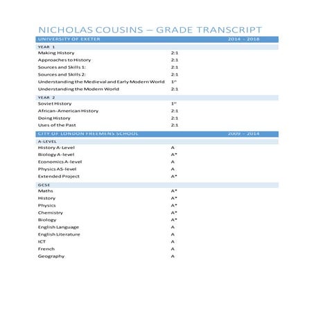 Grade Transcript | DOCX | Undergraduate Education | College Education