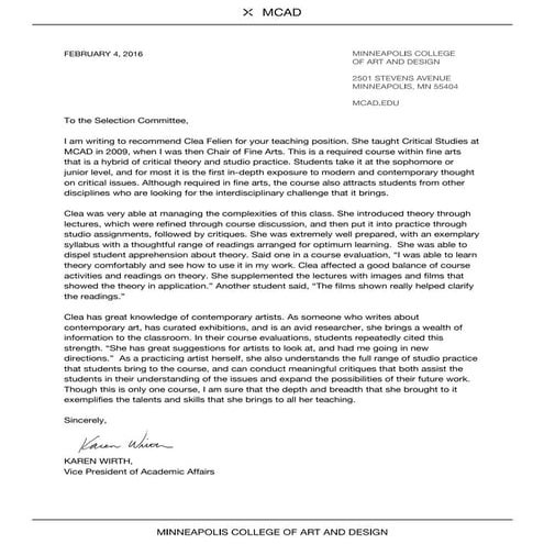 MCAD letter of Reference | DOC