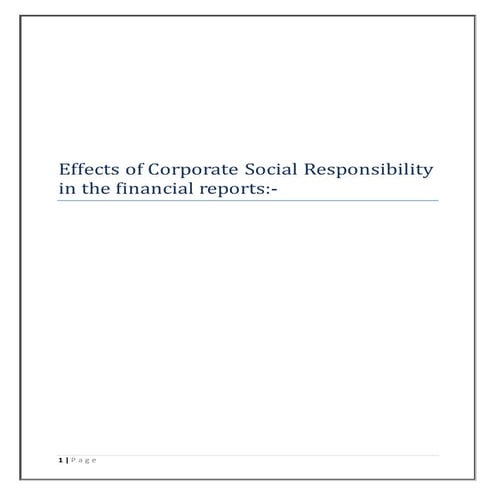 Effects of Corporate Social Responsibility in the financial reports ...