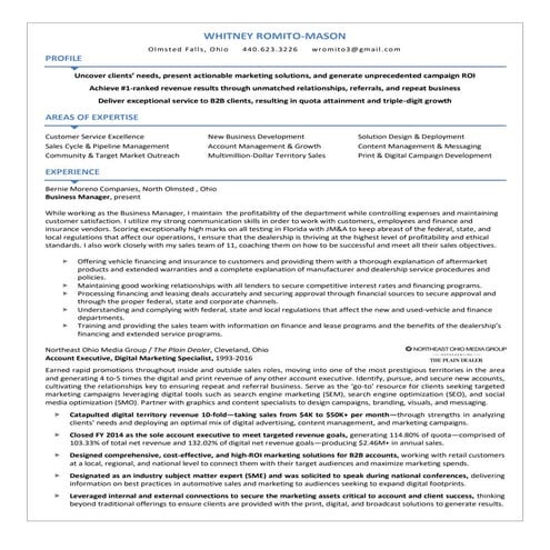 Resume - Whitney Romito-Mason mgr (1) | PDF